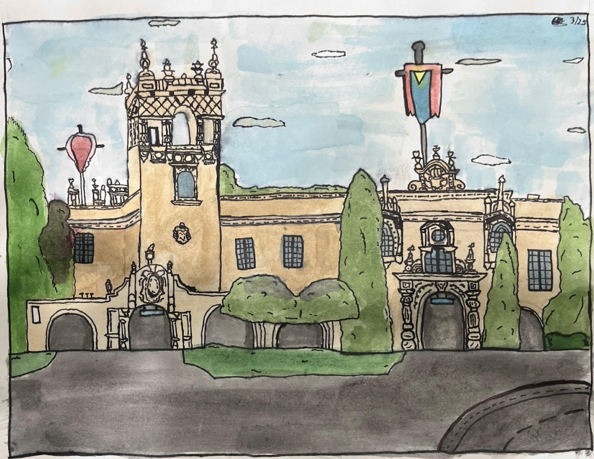 HS 14 “Balboa Park” by Ojas Joshi , Grade 9, Watercolor, pen, ink – Pleasanton Art League